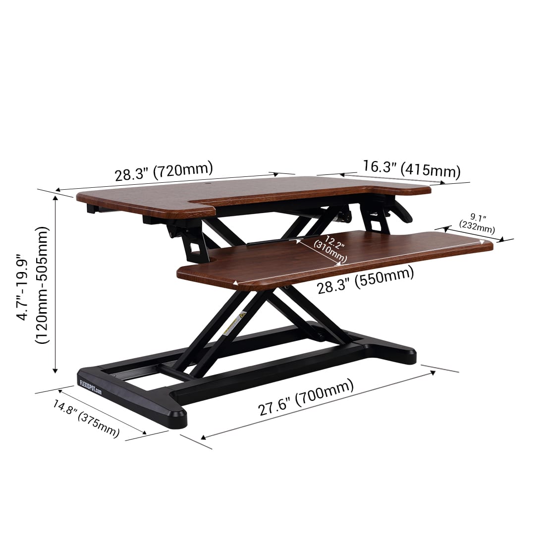 Flexispot M7 28 inch Alcove Standing Desk Converter - Standing Desk Nation