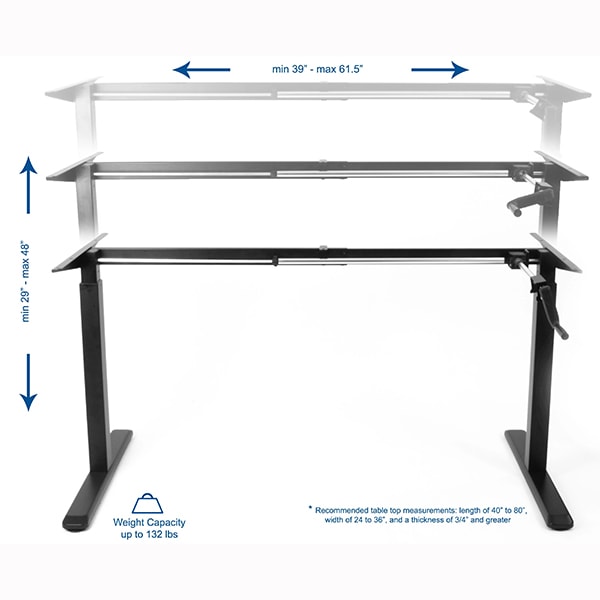 VIVO Crank Height Adjustable Desk Base - DESK-V101M - Standing Desk Nation